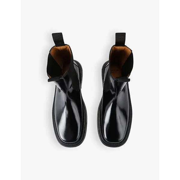 TOGA VIRILIS Square-toe Pull-tab Leather Chelsea Boots