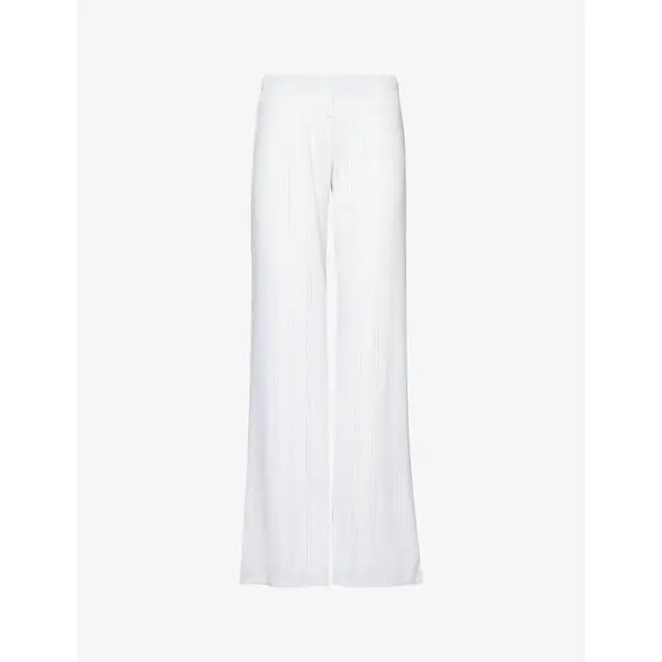 COU COU Pointelle Relaxed-fit Cotton Pyjama Trousers - 001 White