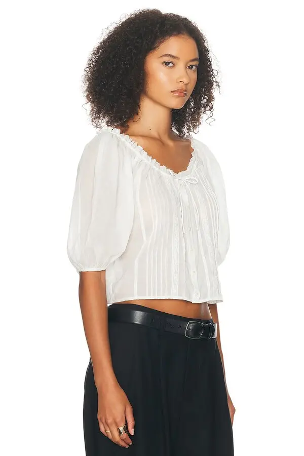 HELSA Voile Peasant Blouse - Ivory