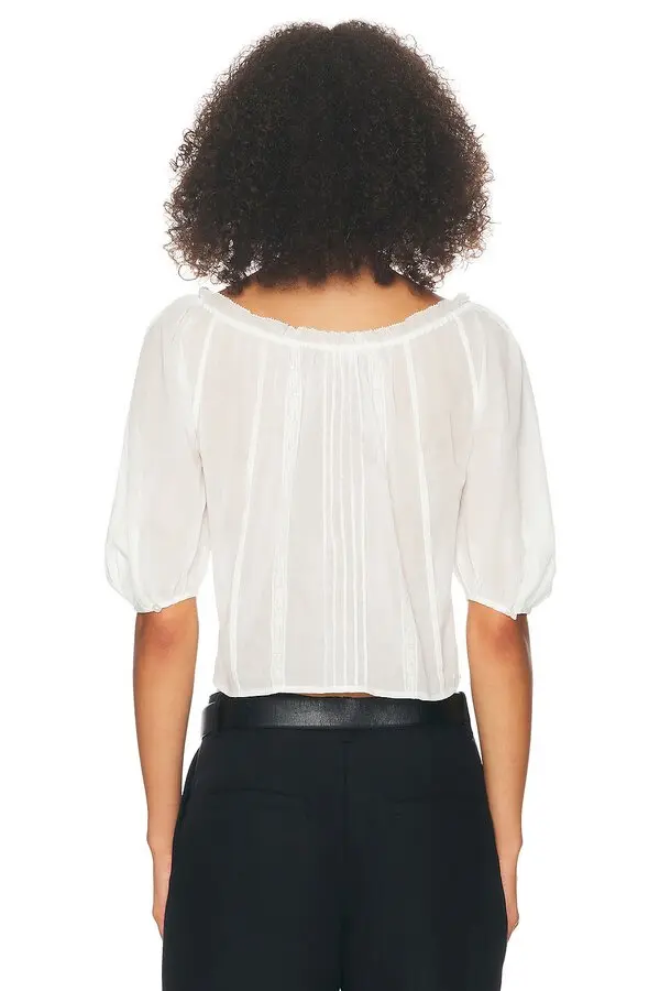 HELSA Voile Peasant Blouse - Ivory