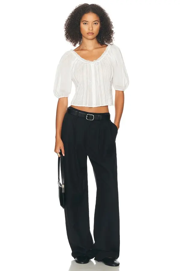 HELSA Voile Peasant Blouse - Ivory
