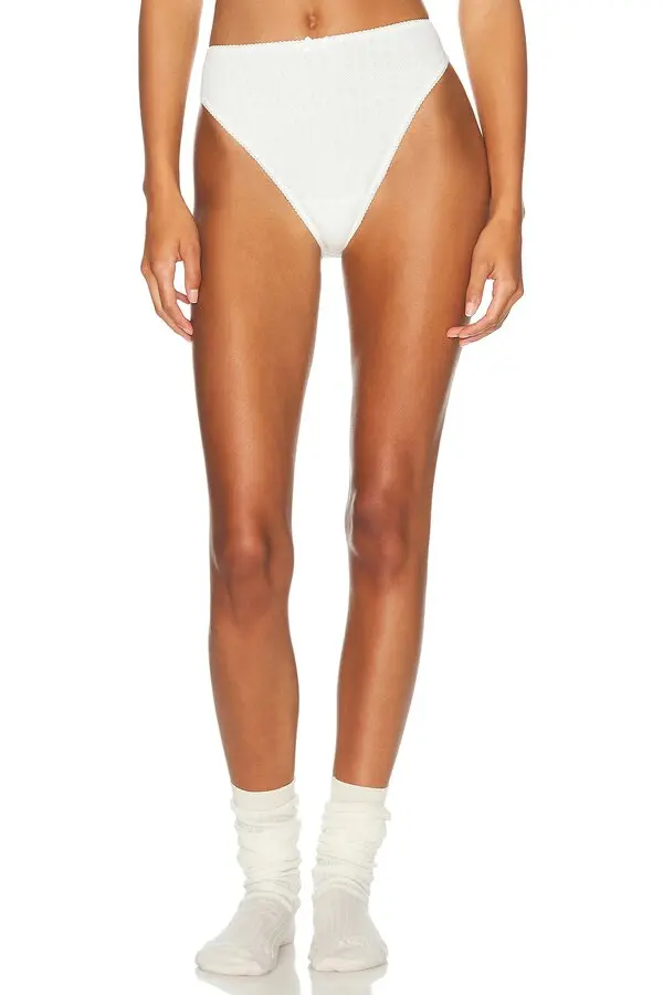 HELSA Pointelle High Cut Panty - White
