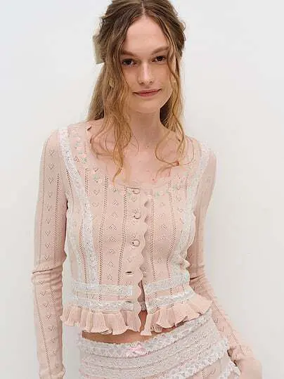 Victoria'S Secret For Love & Lemons Eloise Knit Cardigangan - Pink
