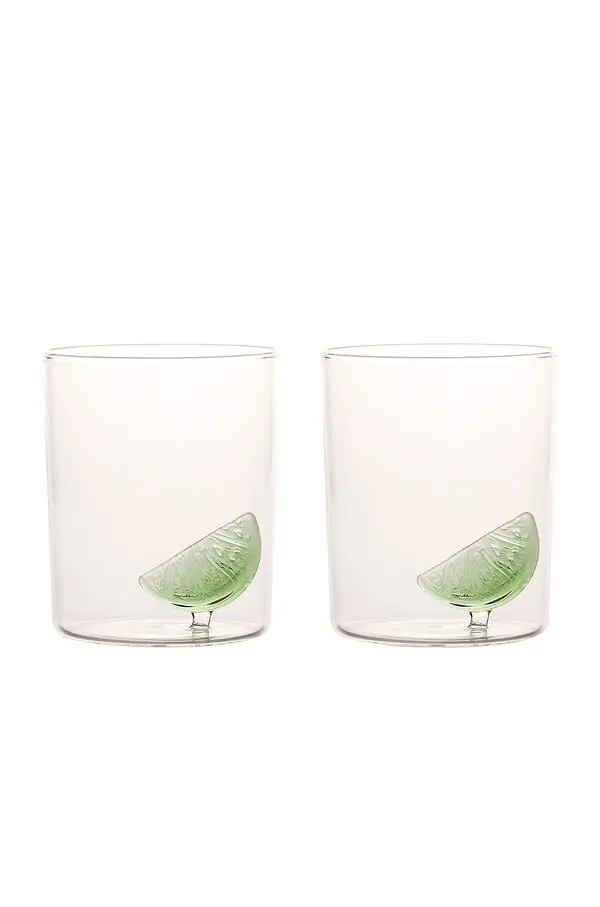 MAISON BALZAC Gin And Tonic Glass Set Of 2 - Clear & Green