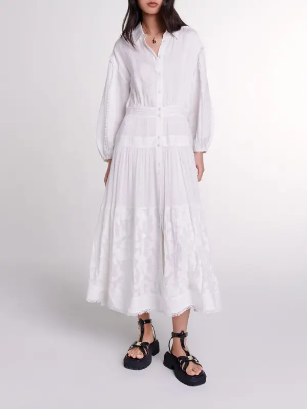 Maje Viscose Cotton Patchwork Maxi Dress