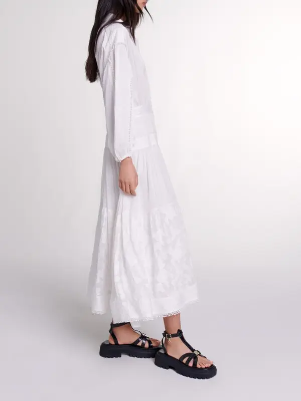 Maje Viscose Cotton Patchwork Maxi Dress
