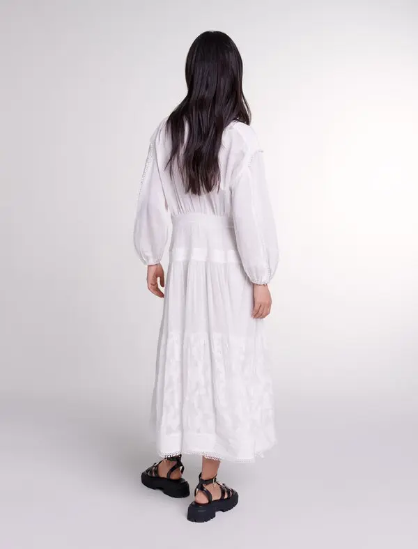 Maje Viscose Cotton Patchwork Maxi Dress
