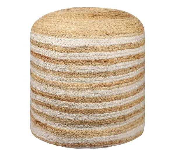 OX BAY TRADING CO. Ox Bay Farmhouse Striped Indoor Hand-made Pouf Ttoman - One-color