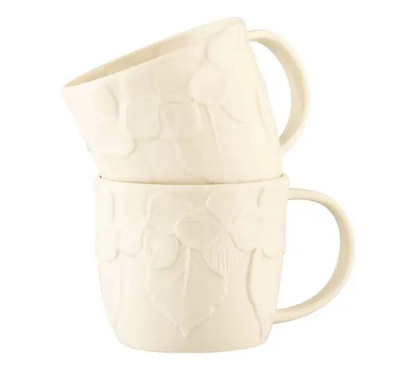 BELLEEK Pottery Set Of 2 Hydrangea Mugs - One-color