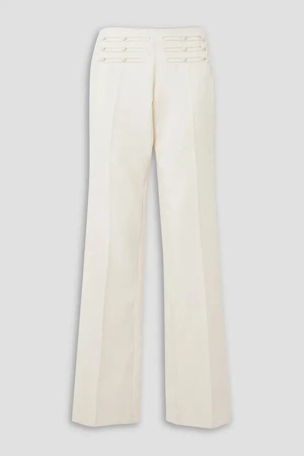Stella McCartney Embroidered Button-embellished Grain De Poudre Wool Bootcut Trousers