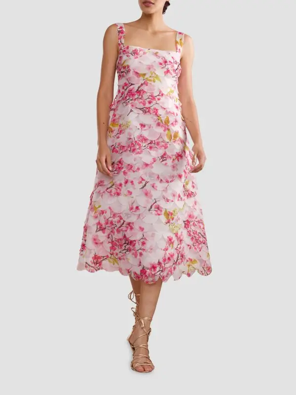 Cynthia Rowley Floral Organza Scallop Midi-dress - White Multi