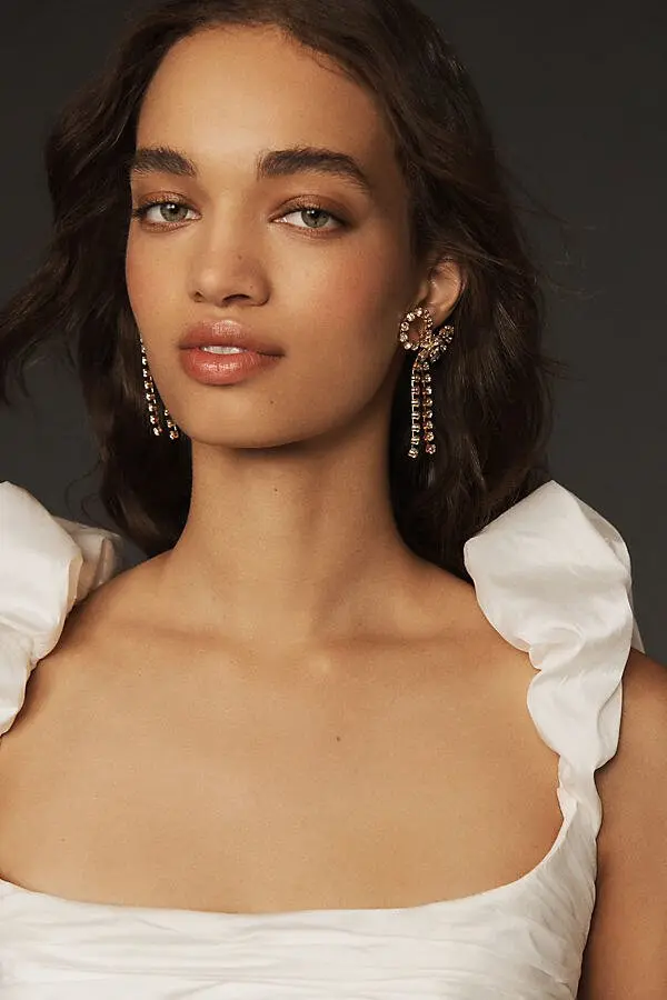 Anthropologie Rhinestone Bow Earrings