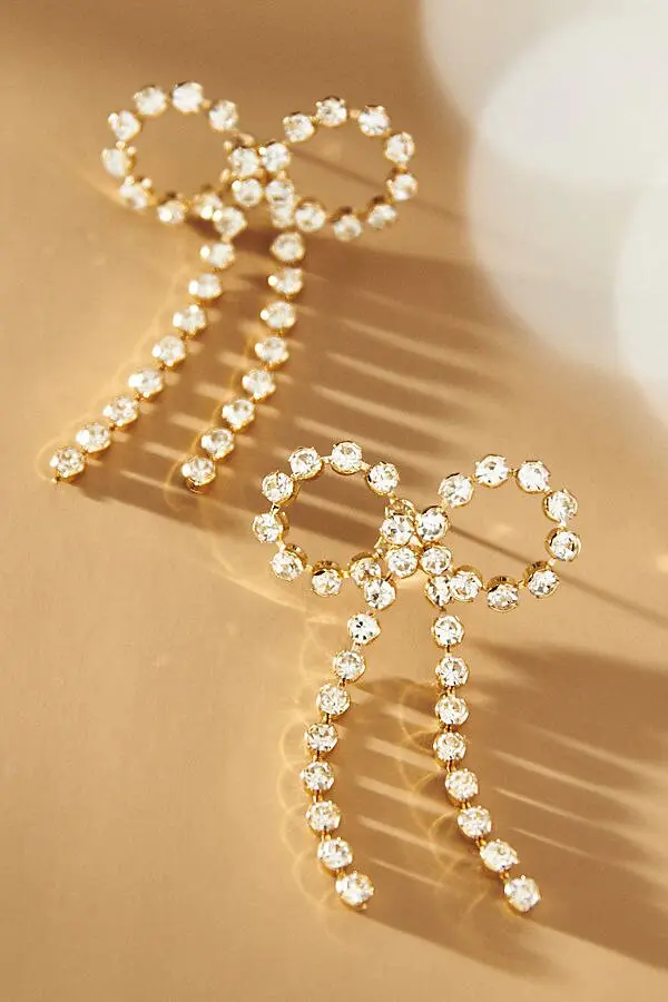 Anthropologie Rhinestone Bow Earrings