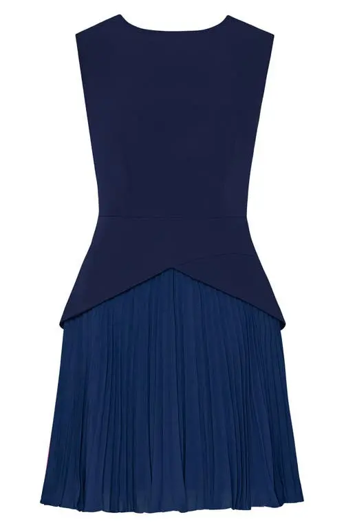 MILLY Haddy Pleated Mini Dress - Navy