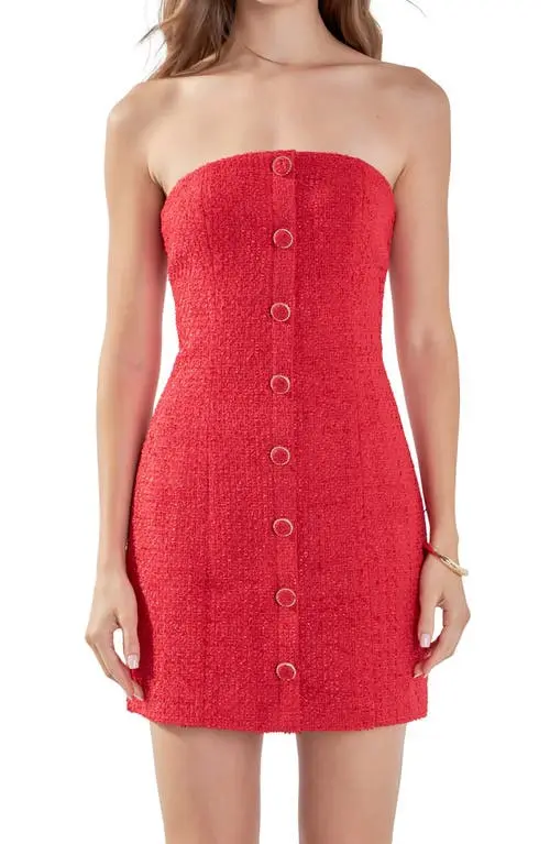 Endless Rose Strapless Tweed Sheath Minidress