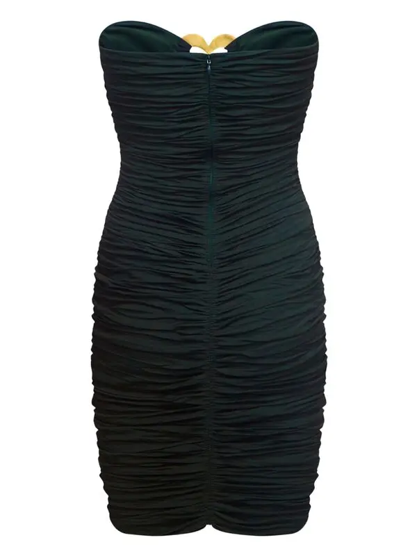 AREA Heart-ring Ruched Mini Dress - Green
