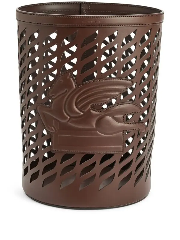 Etro Pegaso-motif Leather Vase - Brown