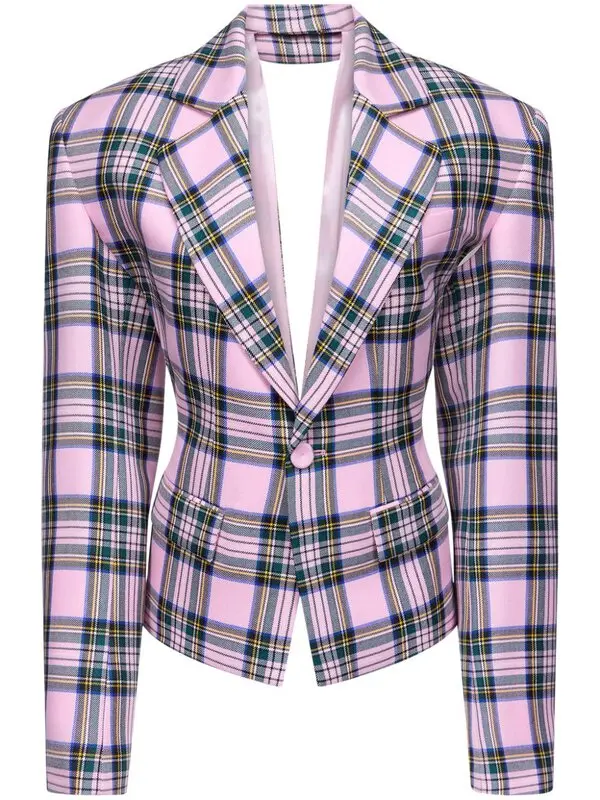 AREA Heart Cutout Checked Blazer