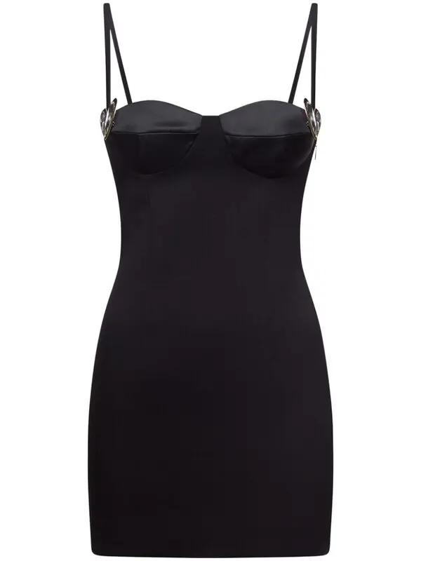 AREA Heart-motif Twill Mini Dress - Black
