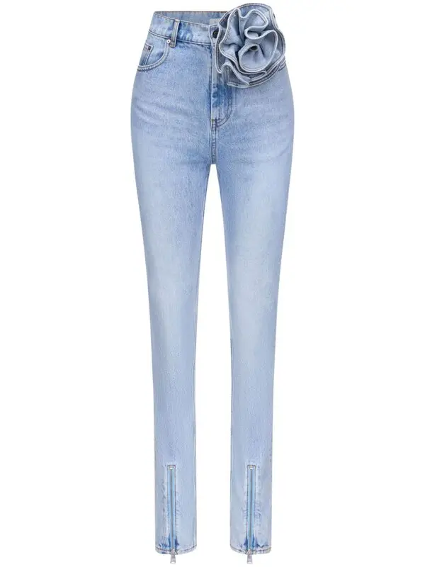 AREA Flower Corsage Ankle-zip Jeans