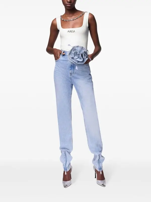 AREA Flower Corsage Ankle-zip Jeans