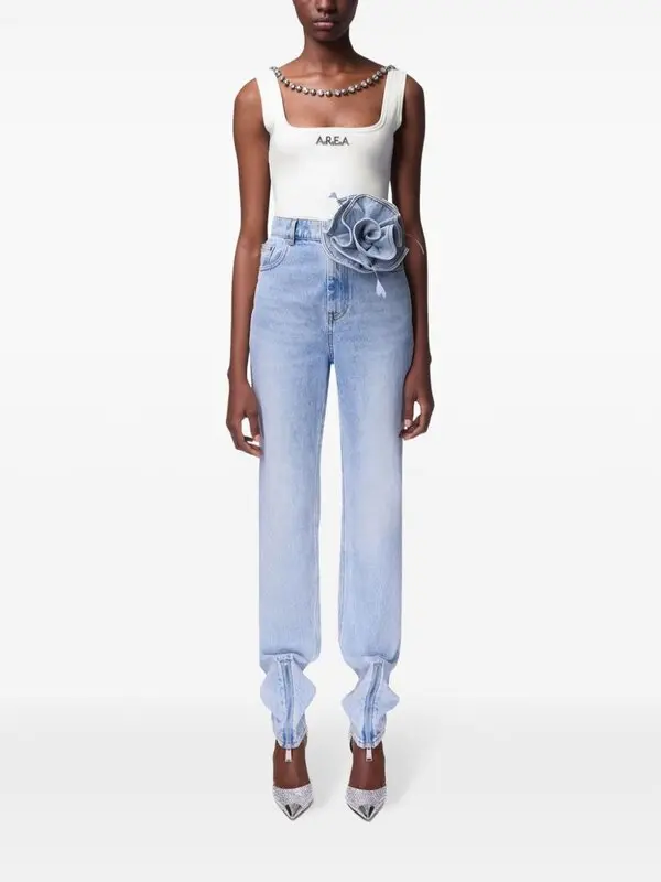 AREA Flower Corsage Ankle-zip Jeans