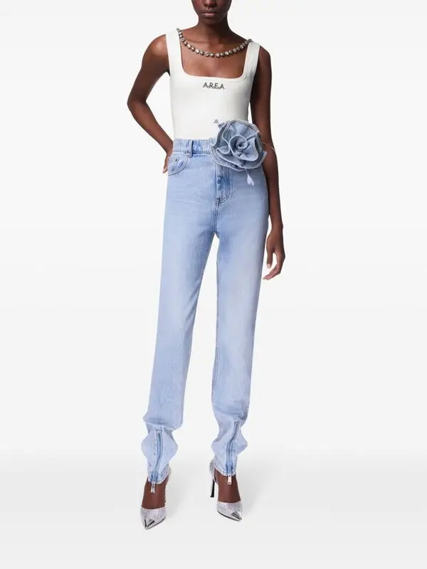AREA Flower Corsage Ankle-zip Jeans