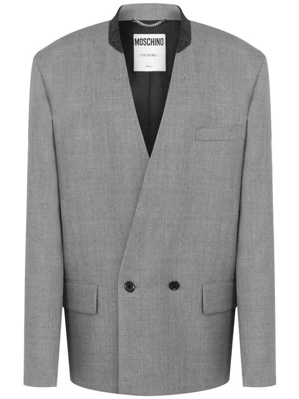 Moschino Collarless Double-breasted Blazer