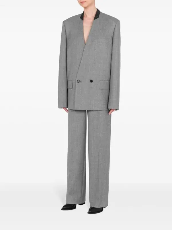 Moschino Collarless Double-breasted Blazer