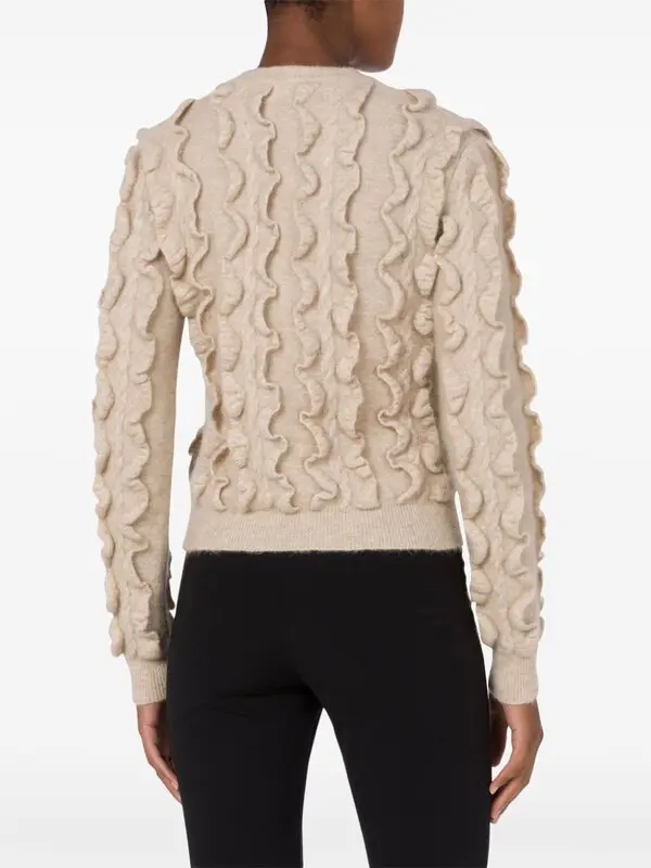 Moschino Ruffled Wool Blend Cardigan - Neutrals