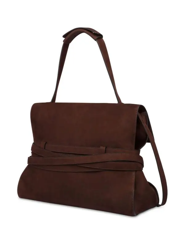 Moschino Medium Tie Me Leather Shoulder Bag - Brown