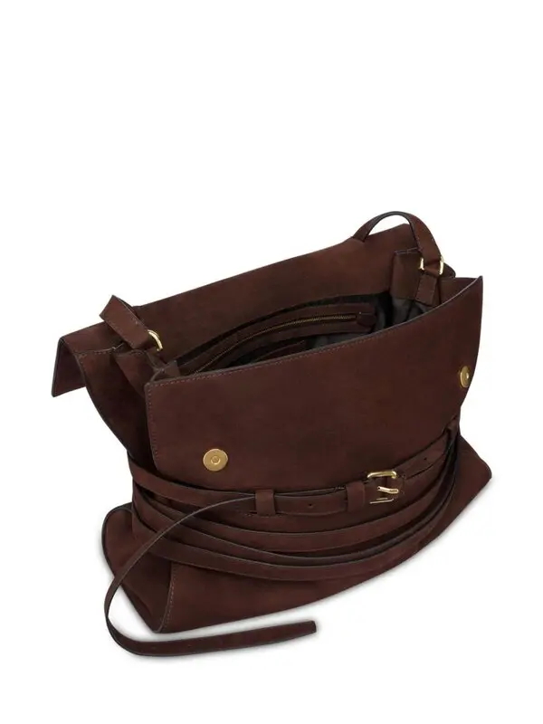 Moschino Medium Tie Me Leather Shoulder Bag - Brown