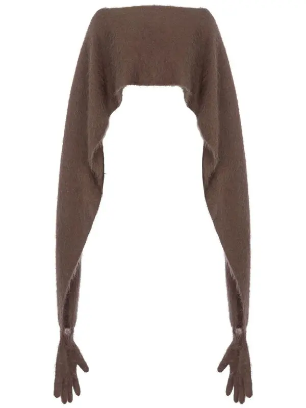 Moschino Glove-detail Scarf - Brown
