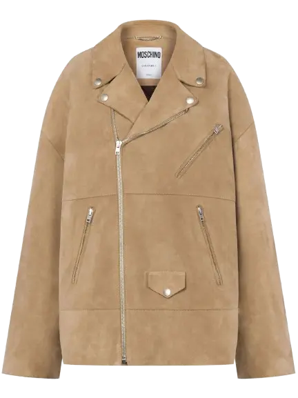 Moschino - Moschino Zip-Up Suede Biker Jacket