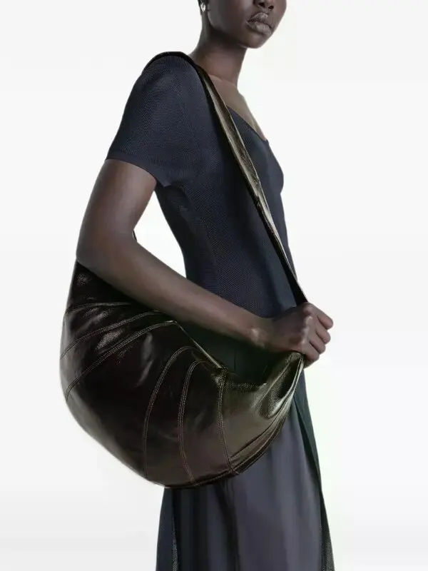 LEMAIRE Large Croissant Bag In Coated Cotton - Black
