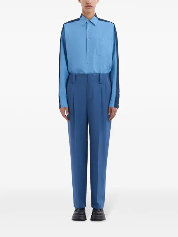 Marni Embroidered Logo Virgin Wool Trousers