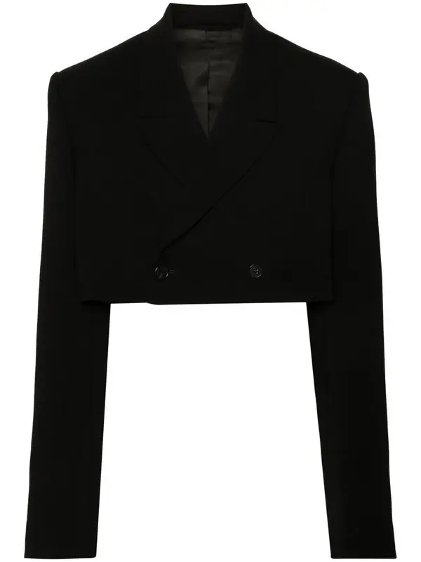 Wardrobe.NYC Cropped Double-breasted Blazer - Black