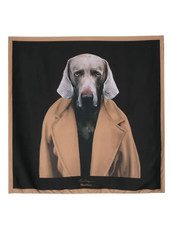 Max Mara Dog-print Silk Scarf - Black