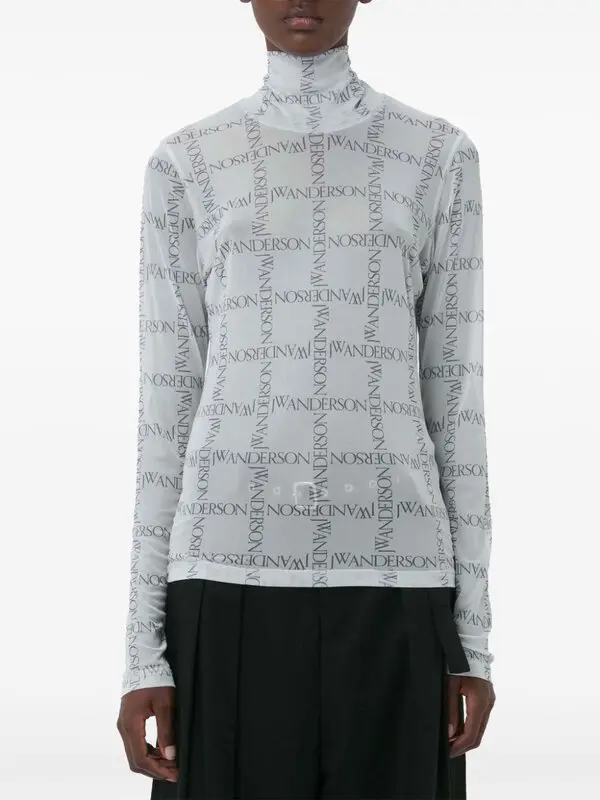 JW Anderson Sheer Logo Turtleneck Top