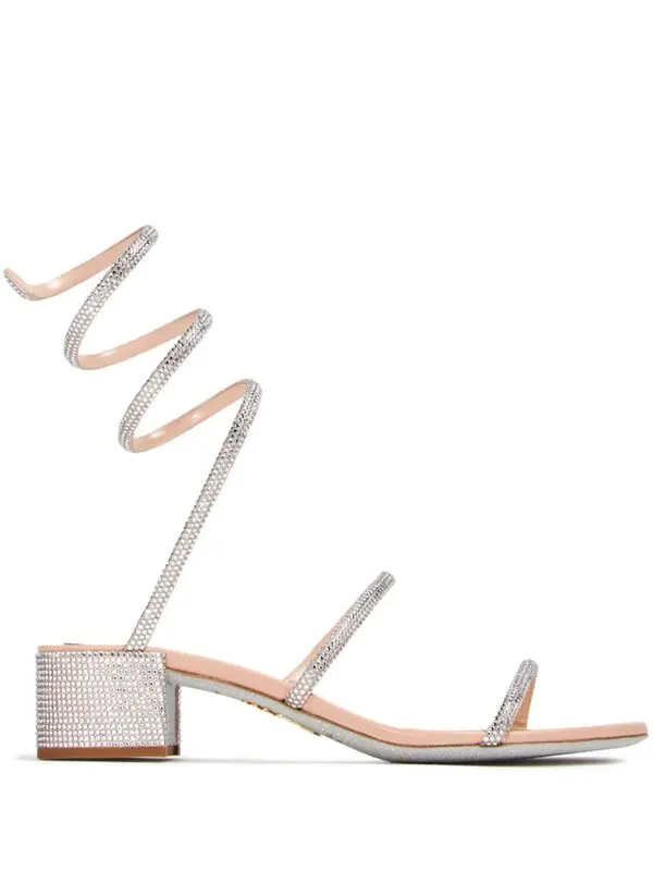 Rene Caovilla Juniper 40mm Crystal-embellished Sandals - Neutrals