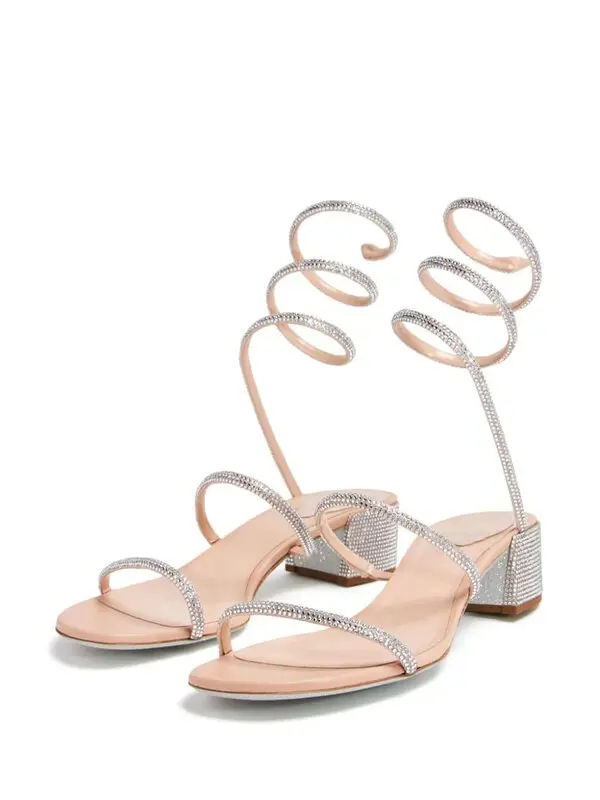 Rene Caovilla Juniper 40mm Crystal-embellished Sandals - Neutrals