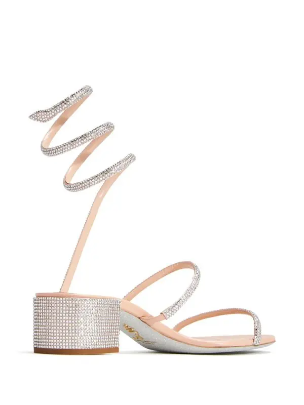 Rene Caovilla Juniper 40mm Crystal-embellished Sandals - Neutrals