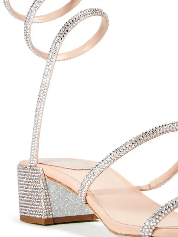 Rene Caovilla Juniper 40mm Crystal-embellished Sandals - Neutrals