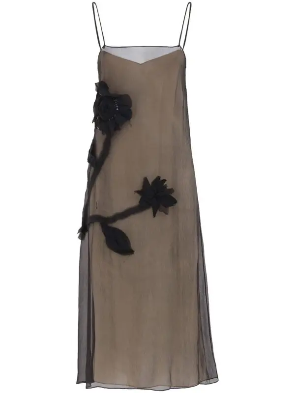 Marni Floral-appliqué Crepon Dress
