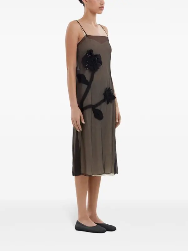 Marni Floral-appliqué Crepon Dress