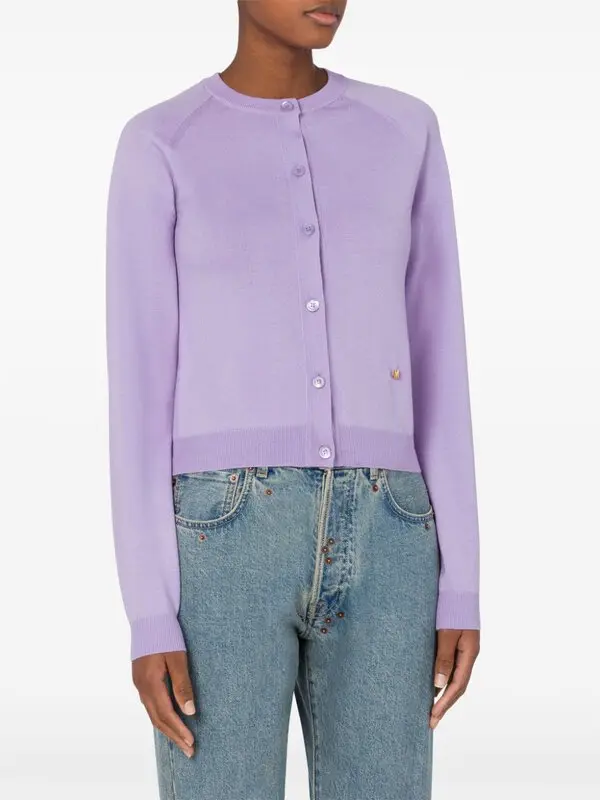 Moschino Cut-out Virgin Wool Cardigan - Purple