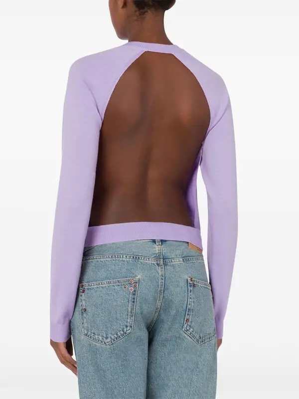 Moschino Cut-out Virgin Wool Cardigan - Purple