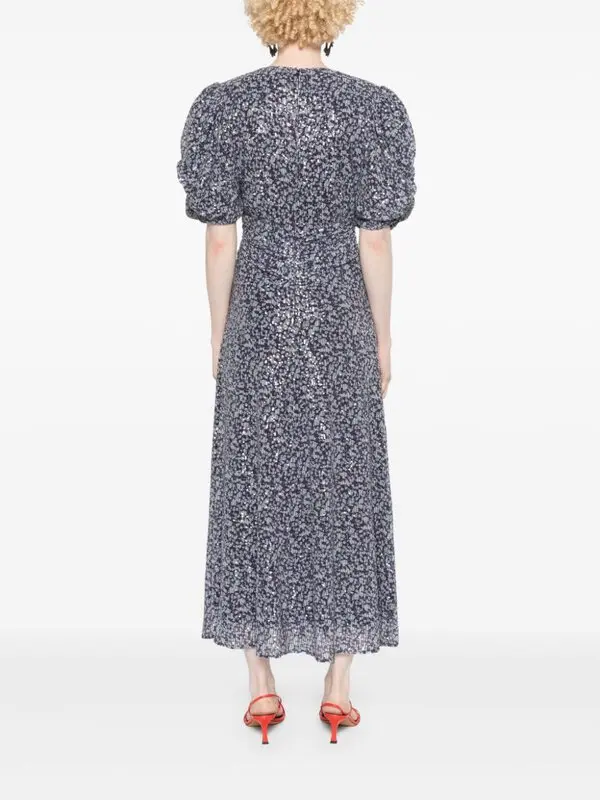 ROTATE BY BIRGER CHRISTENSEN Sequinned Printed Maxi Dress