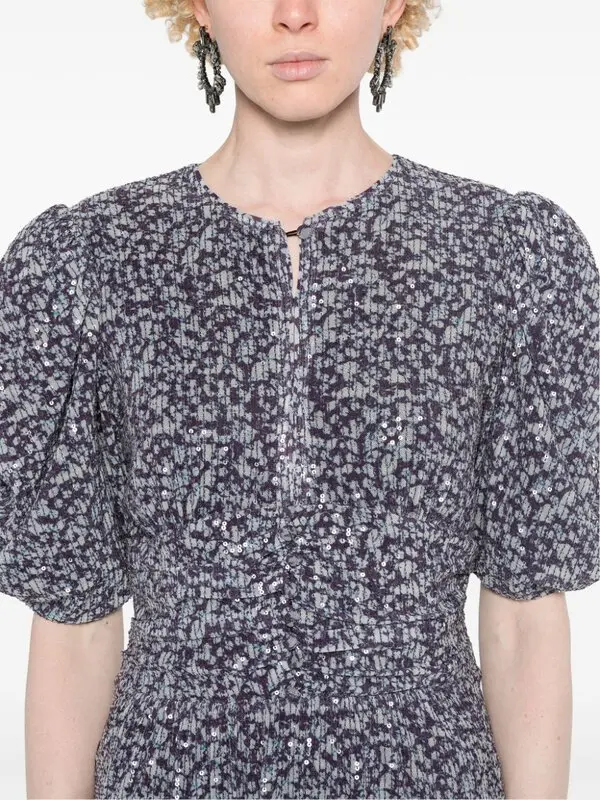 ROTATE BY BIRGER CHRISTENSEN Sequinned Printed Maxi Dress