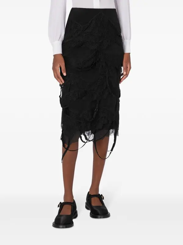 Moschino Distressed-effect Silk Midi Skirt